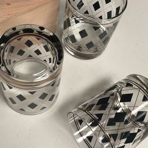 Vintage | Dining | Vintage Modern Black Gold Diamond Rocks Glasses ...